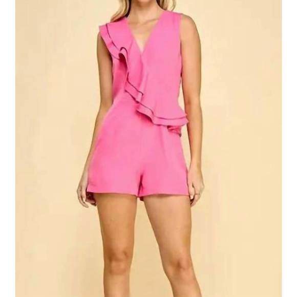 TCEC | Pants & Jumpsuits | New Tcec Ruffle Romper In Pink | Poshmark